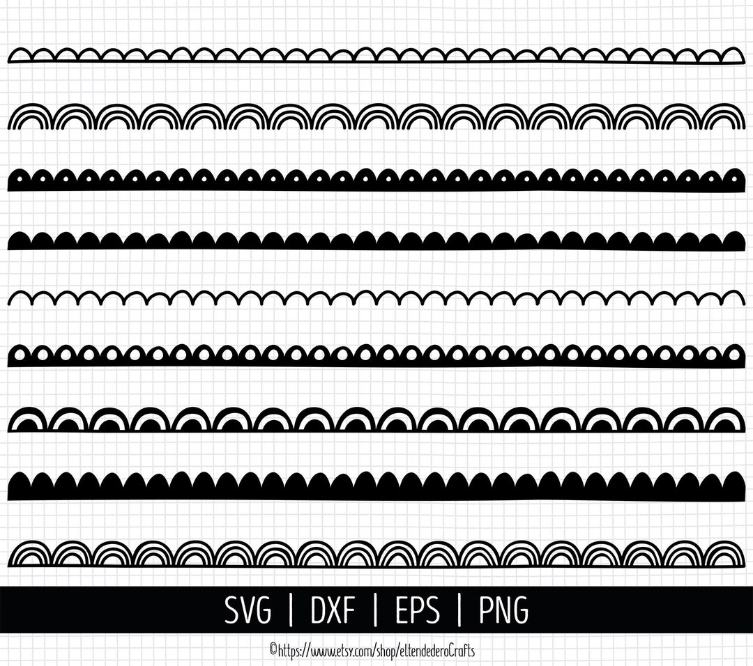 Doodle Scalloped Dividers SVG. Hand Drawn Scallop Ribbons Cut Files ...