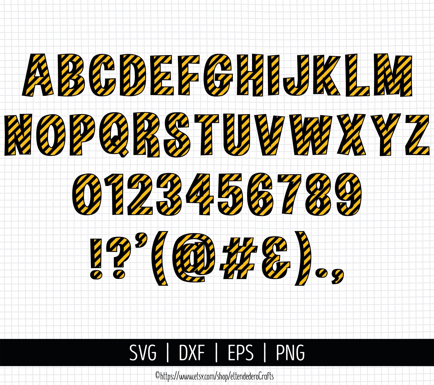 Construction Alphabet SVG. Stripes Pattern Font Clipart. Letters and ...