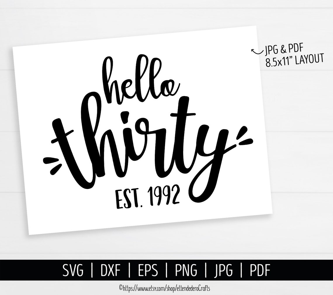 Hello Thirty SVG Cut File. 30th Birthday Shirt Vector for - Etsy