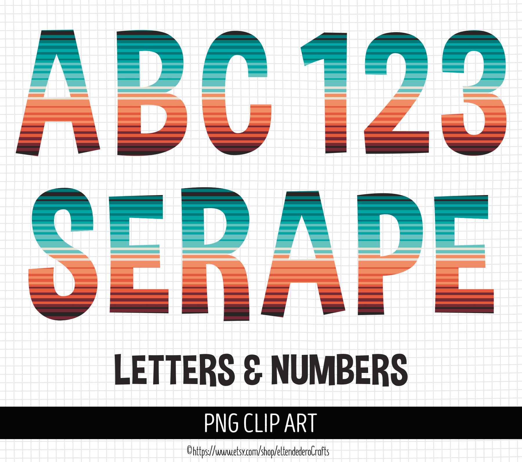 Drawing & Illustration Striped Letters and Numbers Monogram Serape ...