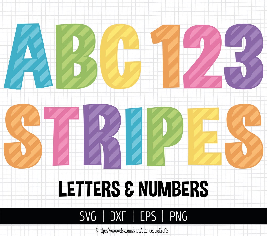 Striped Alphabet SVG. Stripes Pattern Font Clipart. Rainbow Letters and ...