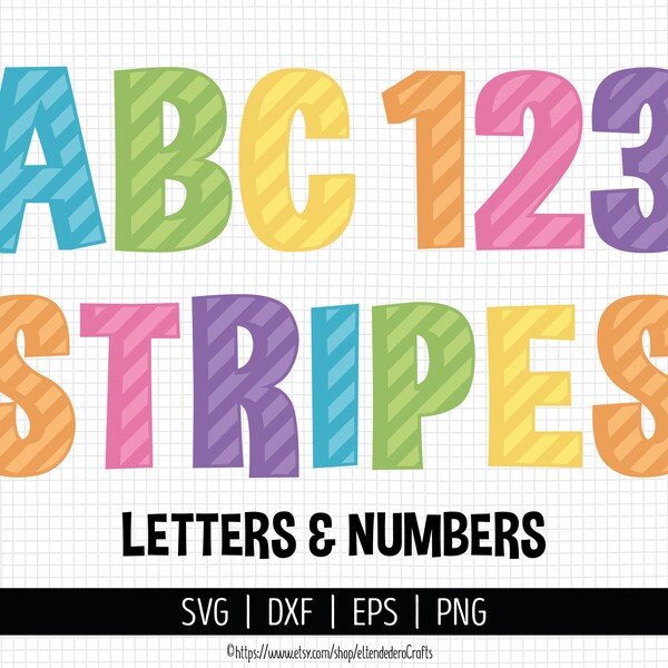 Striped Alphabet Svg - Etsy