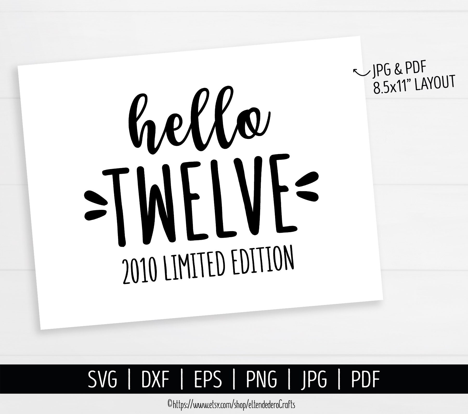 Digital 12th birthday shirt svg Hello 12 SVG 12 svg Cut File For 12 ...