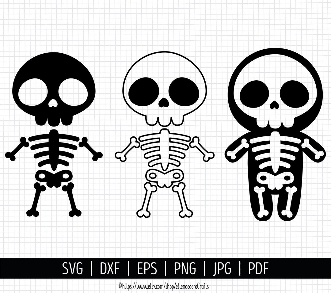 Skeleton SVG. Kids Halloween Skeleton Bundle Clipart. Baby Cute Skull ...