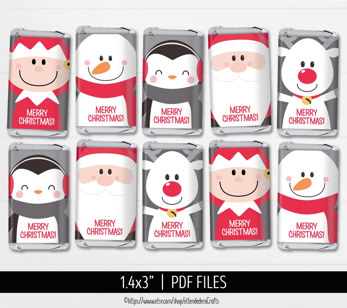 PRINTABLE Christmas Mini Candy Bar Wrappers. Classroom Mini Chocolate ...