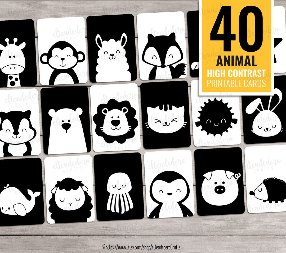 PRINTABLE High Contrast Baby Cards. Monochrome Sensory Flash Cards ...
