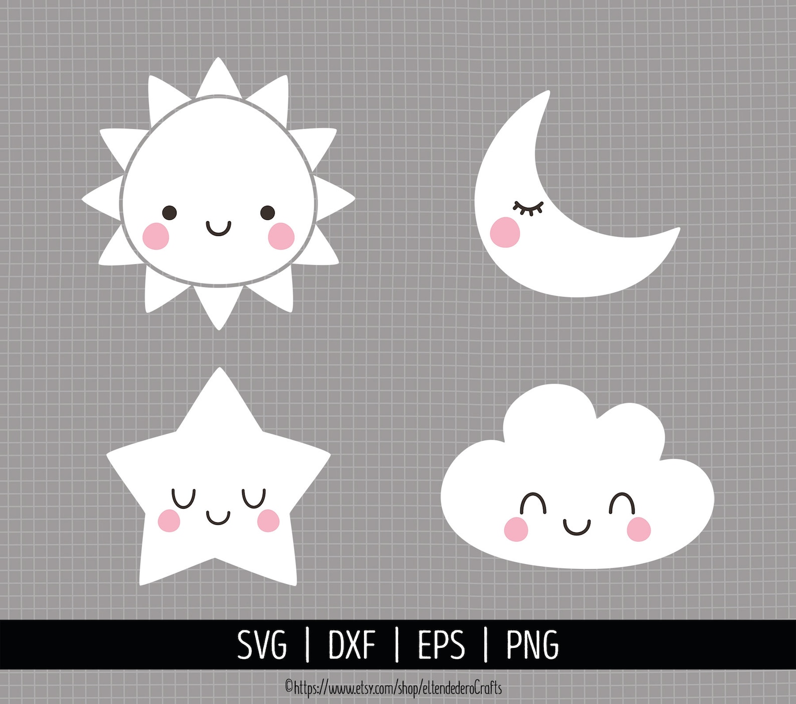 Baby Sun Moon Star Cloud Clipart. Cute Baby Bundle SVG Cut - Etsy