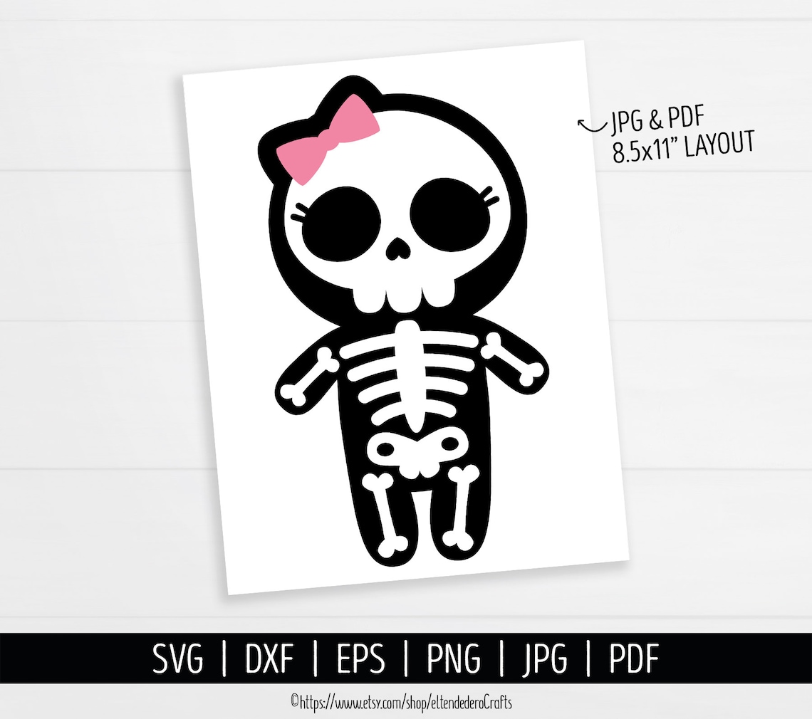 Skeleton SVG. Kids Halloween Skeleton Girl & Boy Clipart. Baby - Etsy