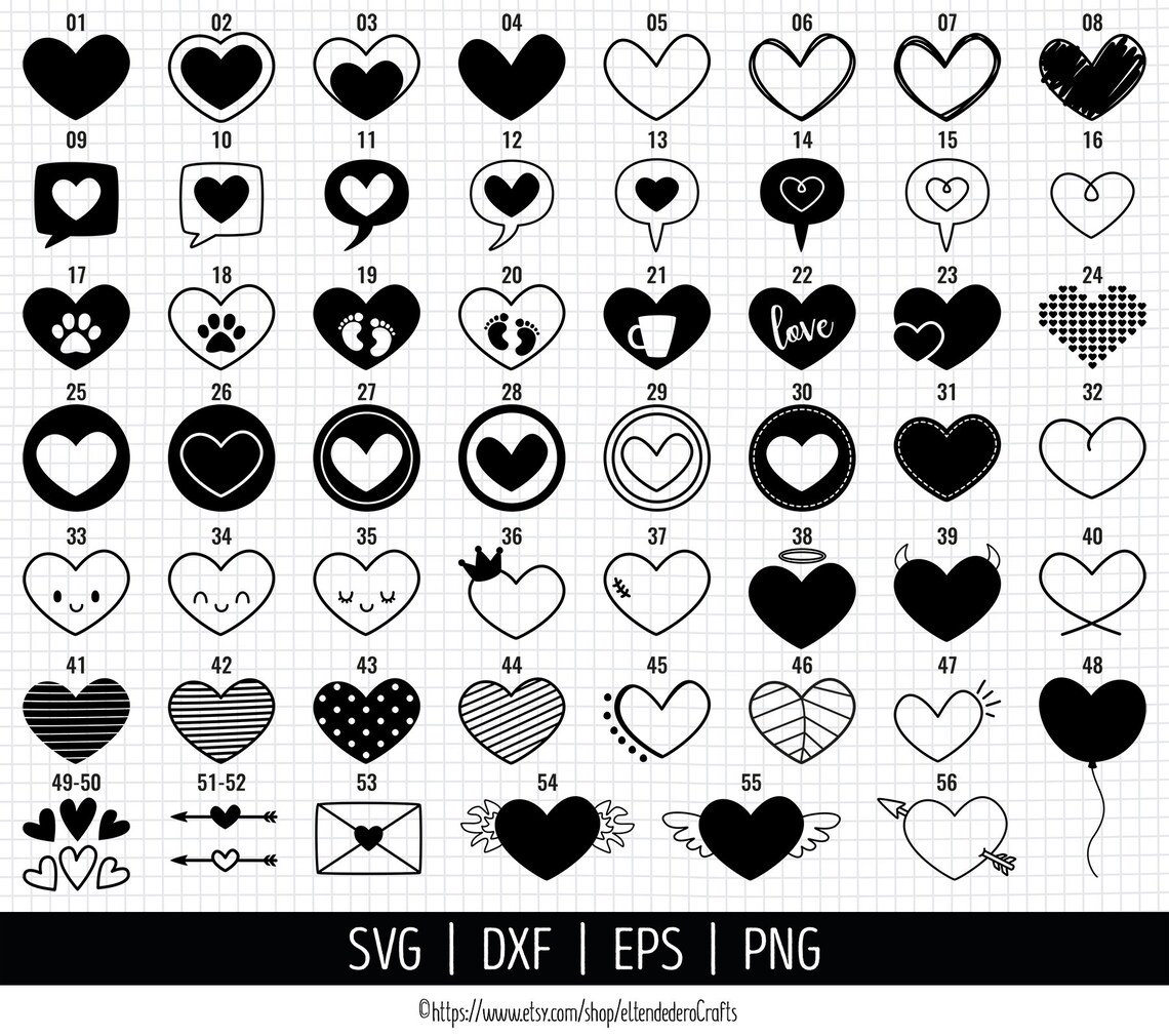 Heart SVG. Doodle Heart Bundle Clipart. Love Icons Cut Files. - Etsy