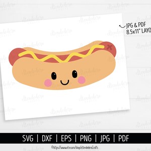 Hot Dog SVG. Sausage Cut Files. Fast Food, Kawaii BBQ Cookout Party PNG ...