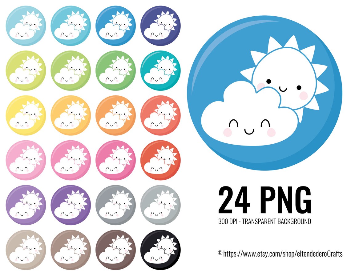 Weather Clipart. Cute Weather Icons Clip Art PNG. Digital - Etsy