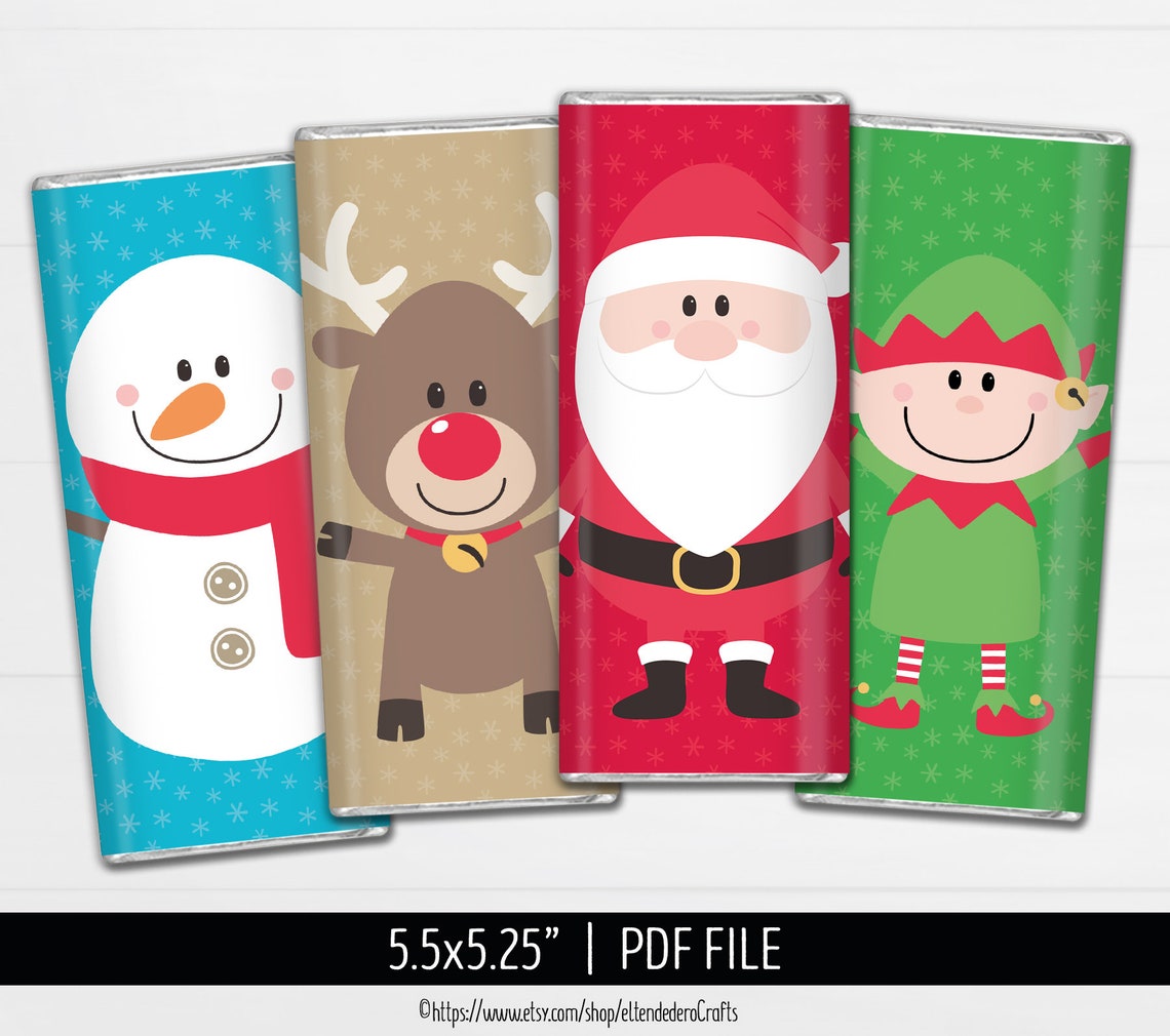 PRINTABLE Christmas Chocolate Bar Wrappers. Kids Classroom - Etsy