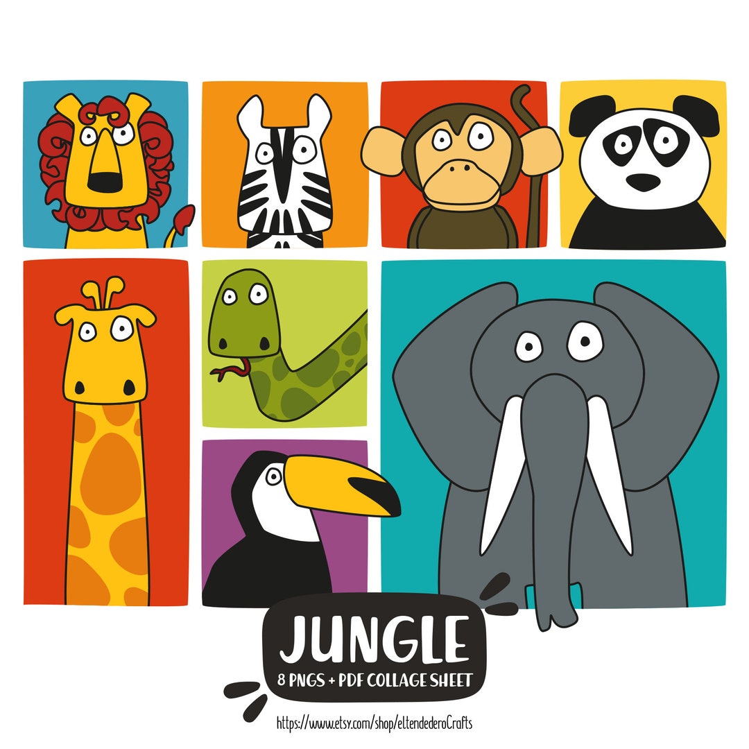 Jungle Clipart PNG. Lion Zebra Monkey Panda Giraffe Toucan Elephant ...
