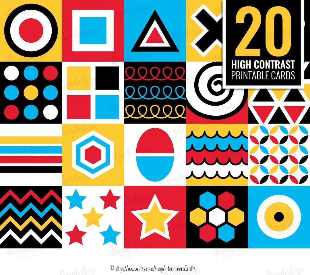 PRINTABLE High Contrast Baby Cards. Colored Sensory Flash - Etsy