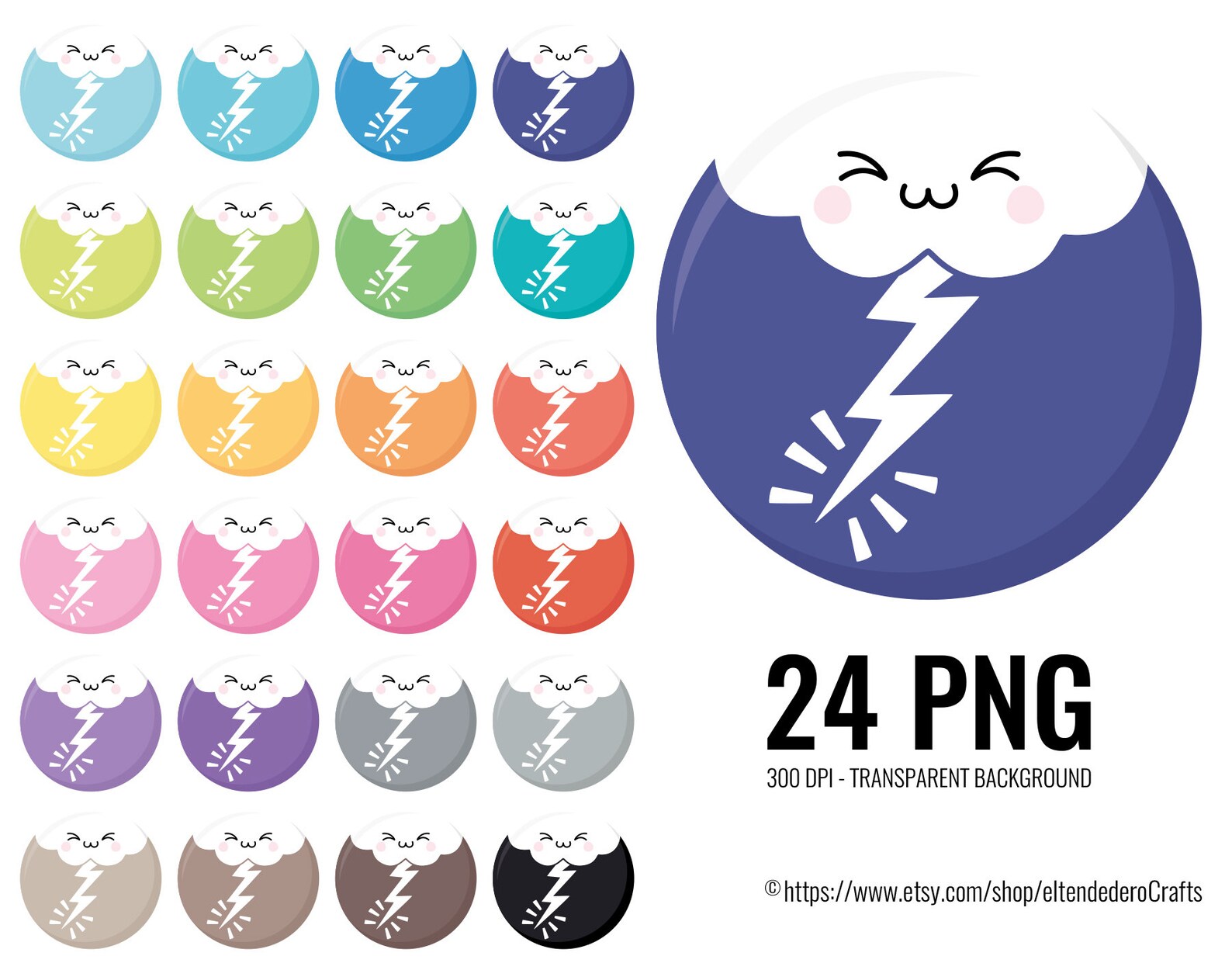 Weather Clipart. Cute Weather Icons Clip Art PNG. Digital - Etsy