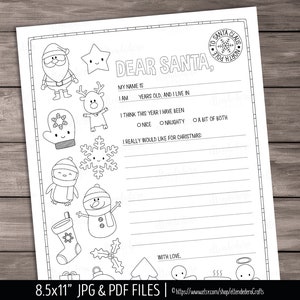 PRINTABLE Letter to Santa Coloring Page. Christmas Holidays Games for ...
