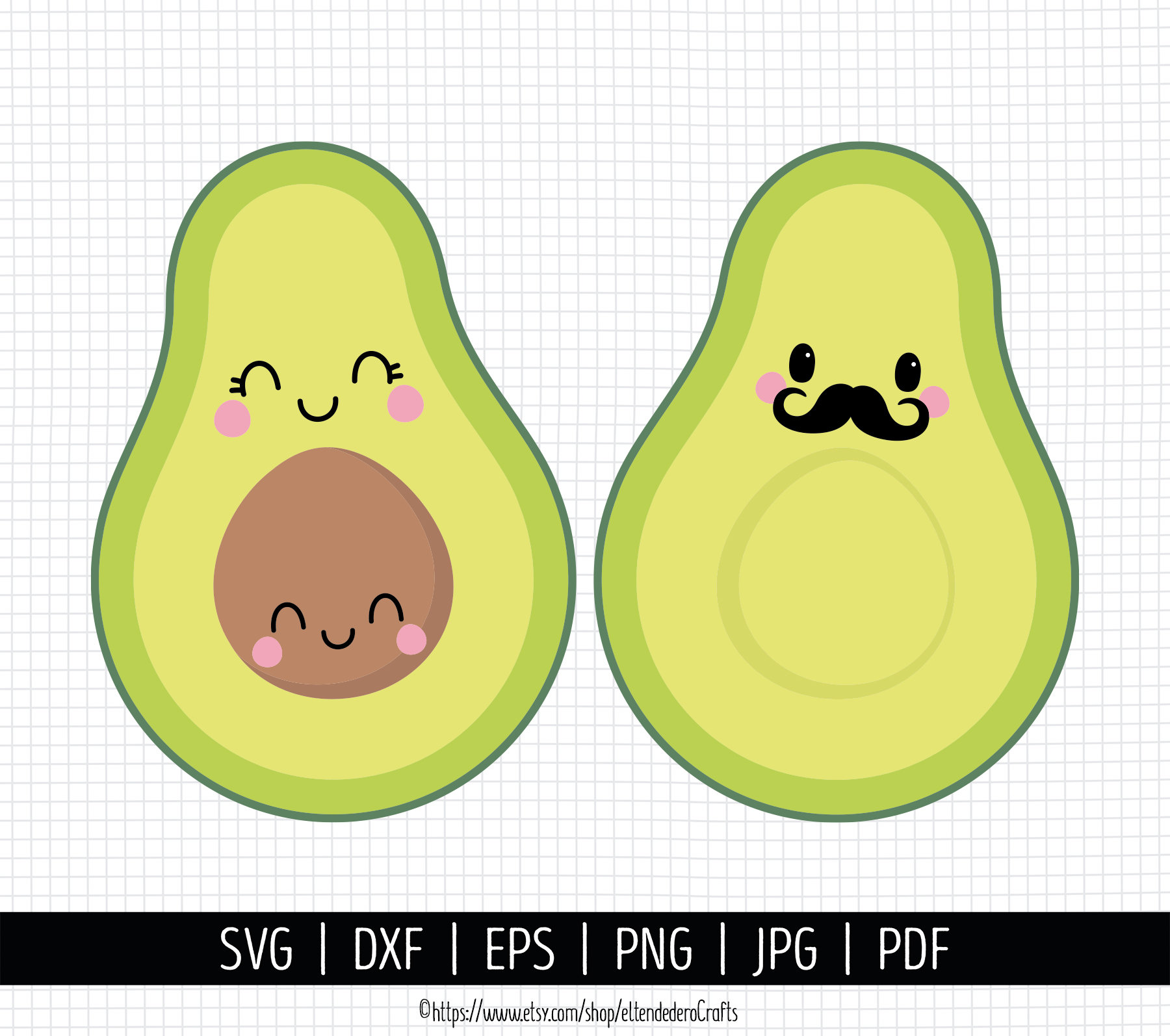 SVG Familia Aguacate. Archivos Corte Palta Kawaii. Vectores Máquinas ...
