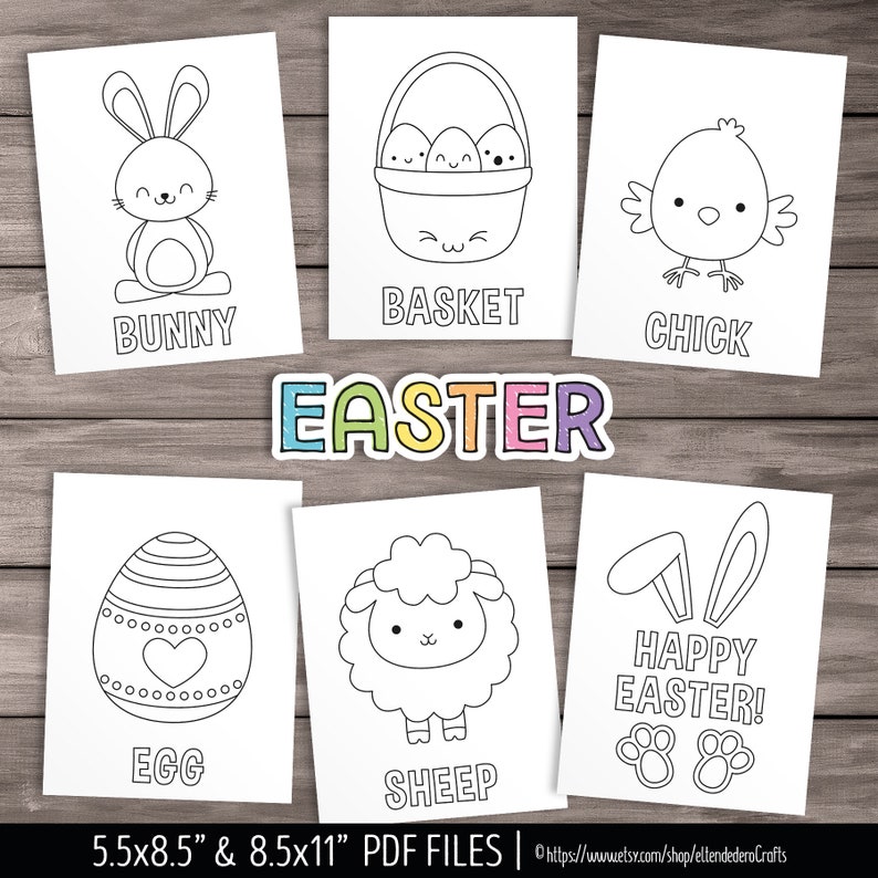 PRINTABLE Easter Coloring Pages. Toddlers Party Games Birthday - Etsy