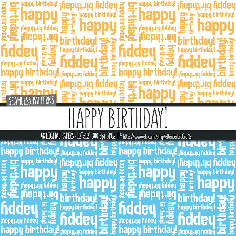 Birthday Digital Paper Set. Rainbow Happy Birthday Patterns. Colorful ...
