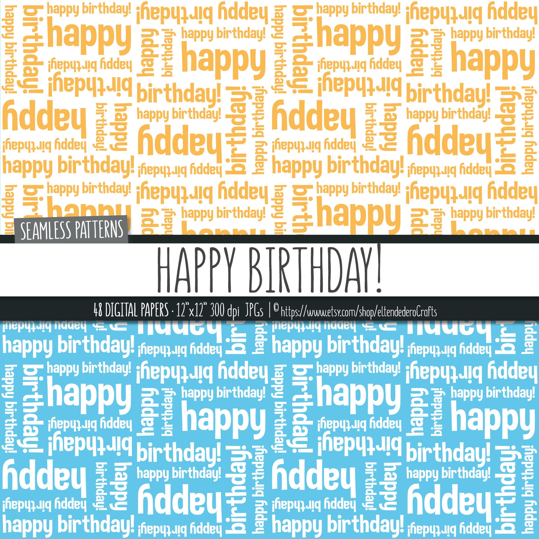 Birthday Digital Paper Set. Rainbow Happy Birthday Patterns. Colorful ...
