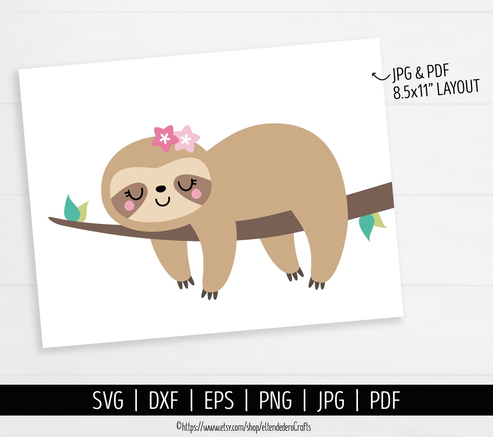 Girl Sloth SVG. Cute Kawaii Sleepy Sloth Cut Files. Baby - Etsy