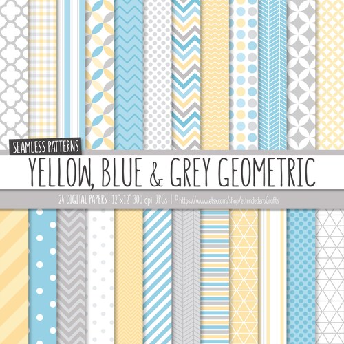 Blue Yellow Digital Paper Scrapbook Papers Background - Etsy