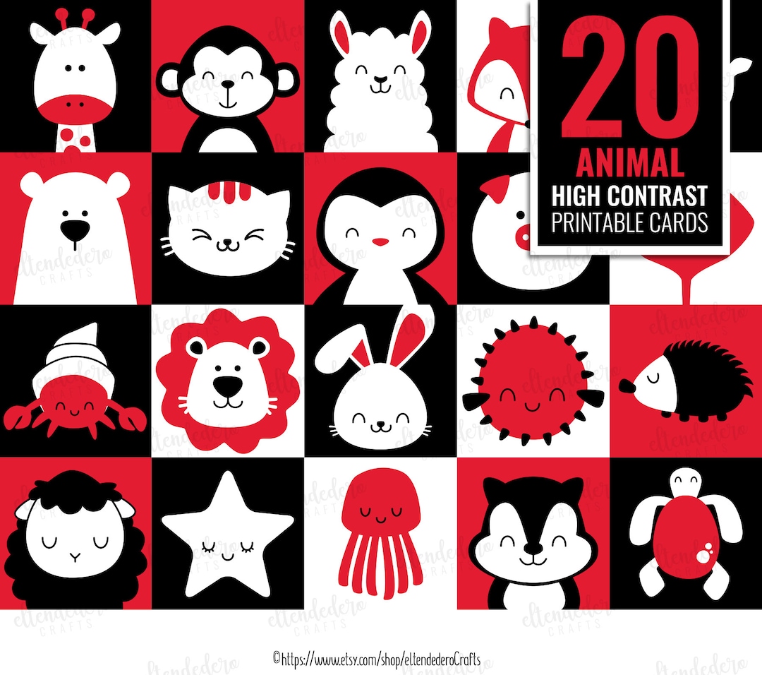 PRINTABLE High Contrast Baby Cards. Monochrome Sensory Flash Cards ...