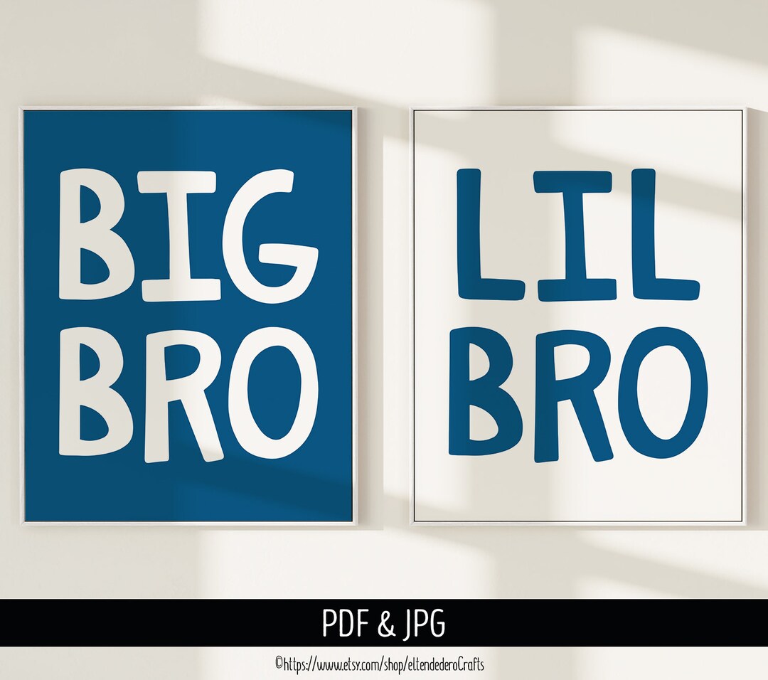 PRINTABLE Big Bro Lil Bro Poster. Siblings Wall Art Kids Room - Etsy