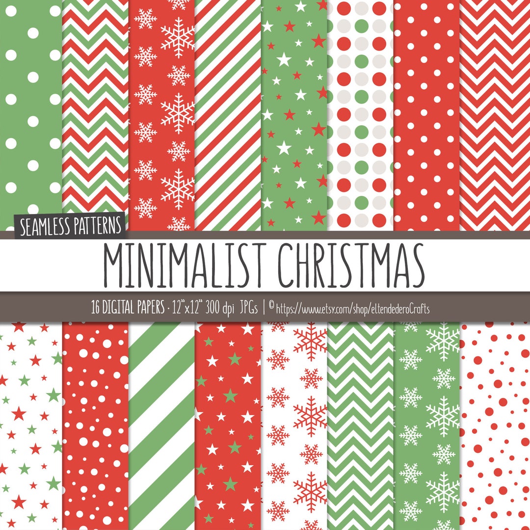 Christmas Geometric Digital Paper Package With Red Beige Backgrounds ...