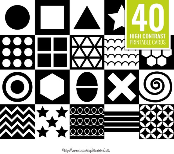 PRINTABLE High Contrast Baby Cards. Monochrome Sensory Flash | Etsy ...