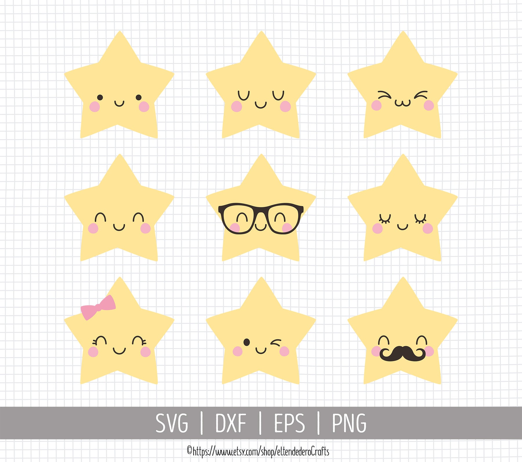 Baby Star SVG. Kids Cute Star Clipart. Kawaii Star Faces - Etsy