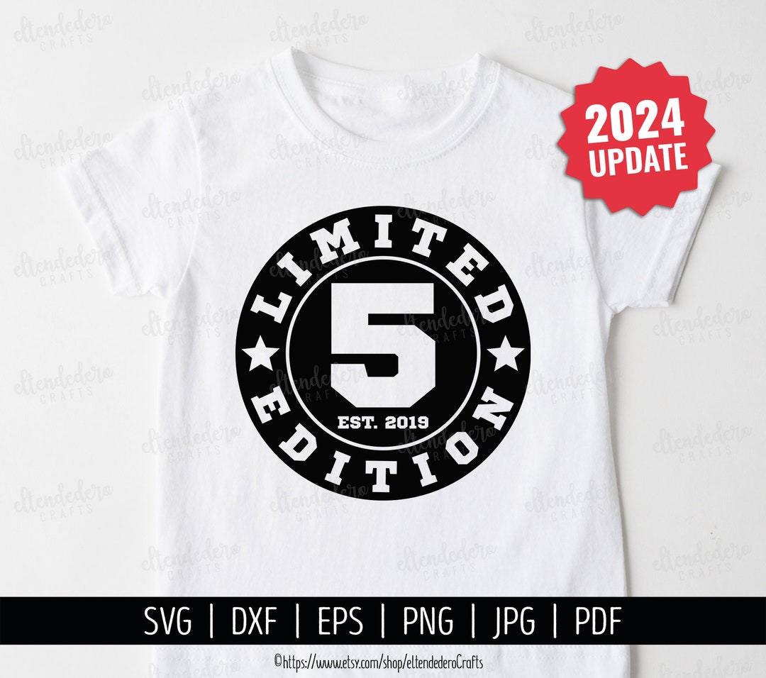 Five Est 2019 SVG. 5th Birthday Shirt Vector Cutting Machine. 5 Years ...