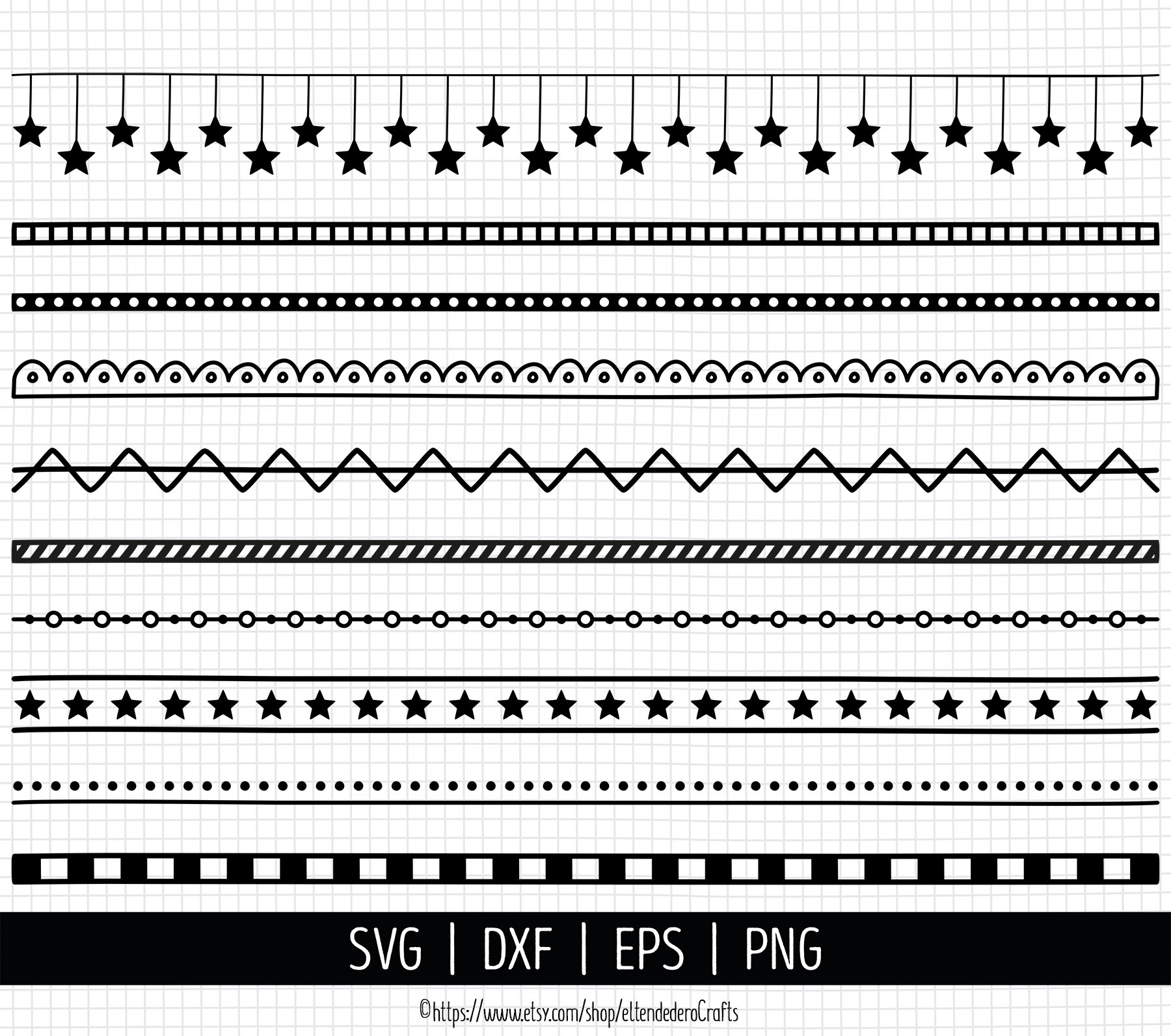 Doodle Dividers SVG. Hand Drawn Line Dividers Cut Files Set | Etsy