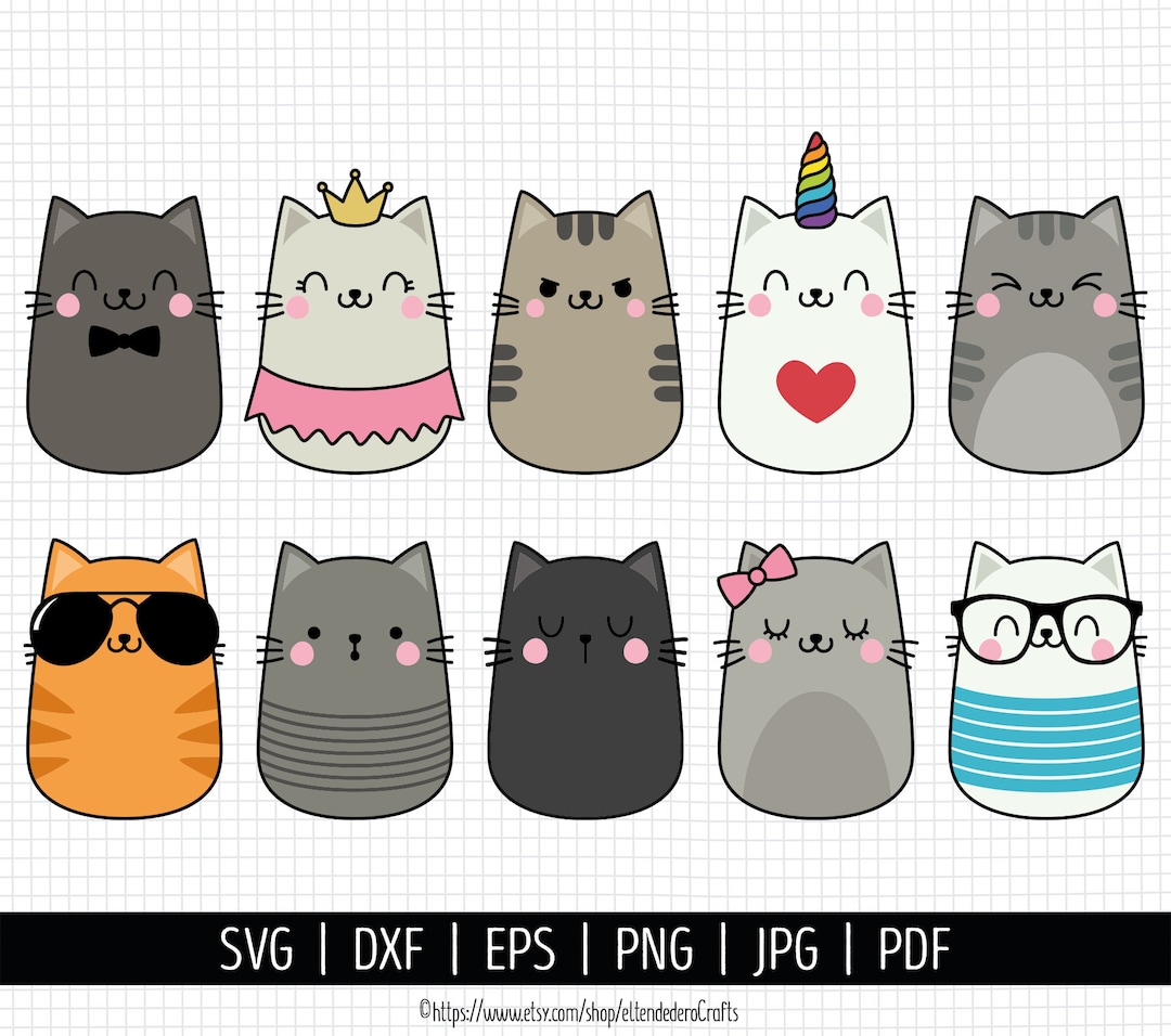 Cat SVG. Baby Girl and Boy Cat Faces Clipart. Cute Kitten Vector Files ...