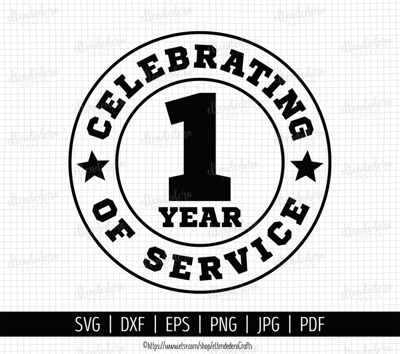 1 Year of Service SVG. Work Anniversary Shirt Files Cutting Machine ...