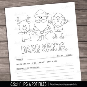 PRINTABLE Letter to Santa Coloring Page. Christmas Holidays Games for ...