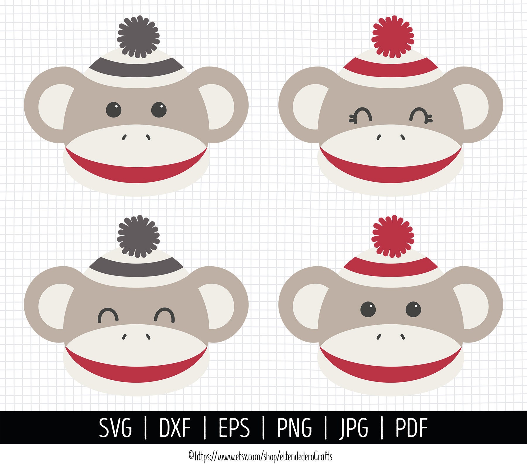 Sock Monkey Face Clip Art