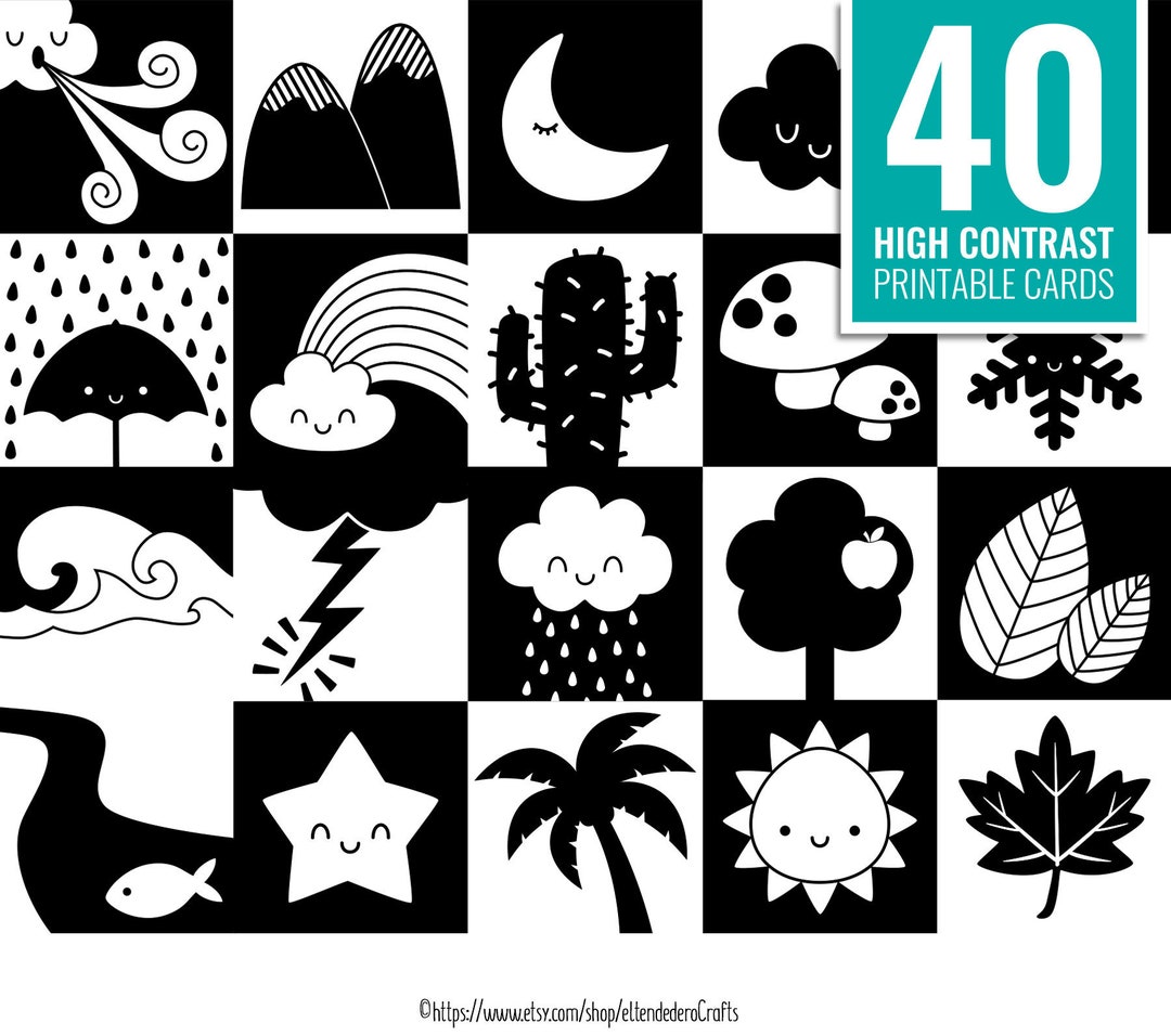 PRINTABLE High Contrast Baby Cards. Monochrome Sensory Flash - Etsy