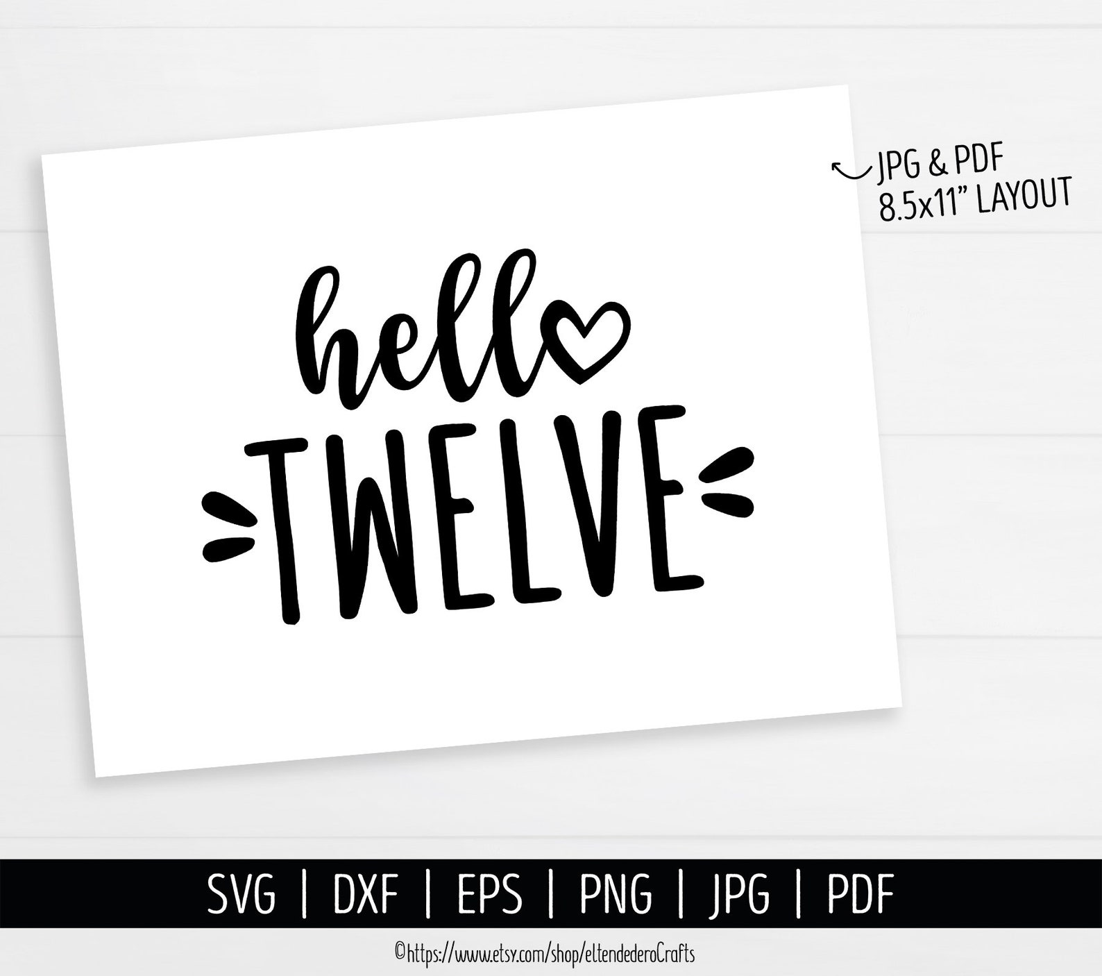 Hello Twelve SVG Cut File. 12th Birthday Shirt Vector for | Etsy