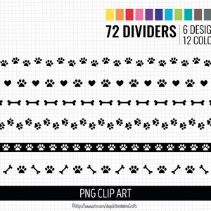 Paw Dividers PNG Clipart. Dog Paw Prints Line Dividers Bundle, Pet ...
