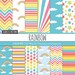 Rainbow Digital Paper Pack. Multicolor Rainbows, Stripes, Chevron, Dots ...