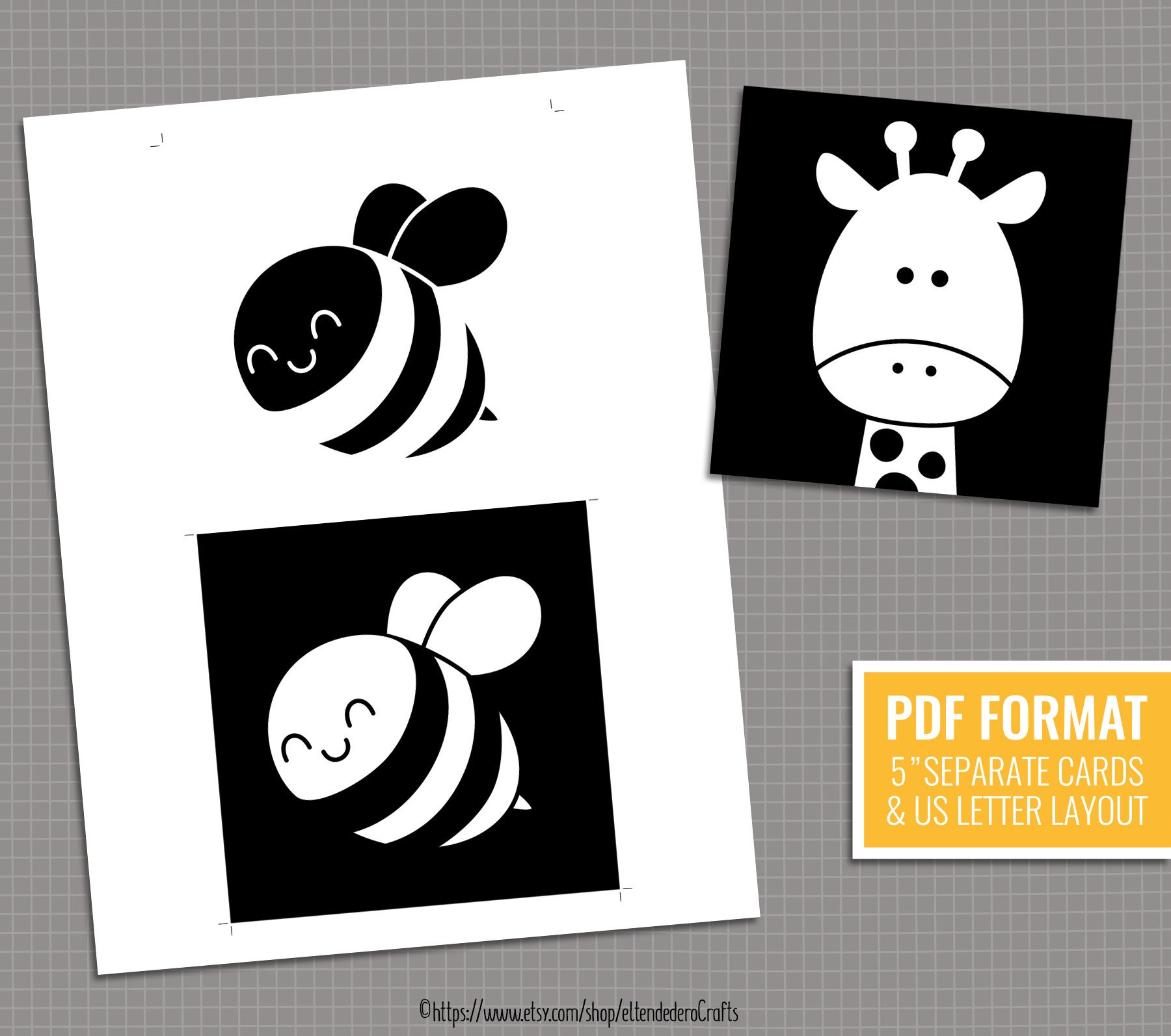IMPRIMIBLE/ Tarjetas Estimulación Visual Bebé. PDF Tarjetas - Etsy España