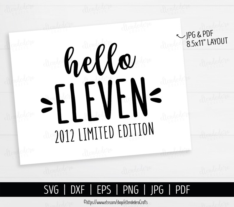 Hello Eleven SVG Cut File. 11th Birthday Shirt Vector for - Etsy