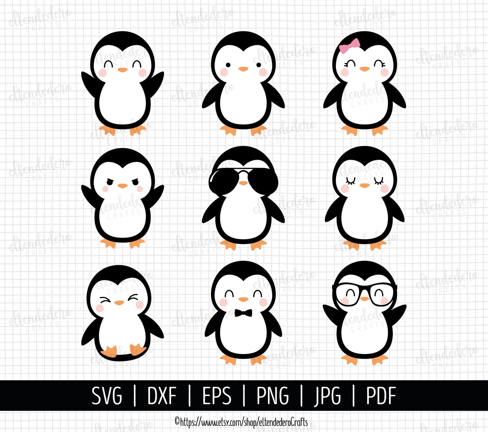 Penguin SVG. Baby Girl and Boy Penguins PNG Clipart. Kids Penguin With ...