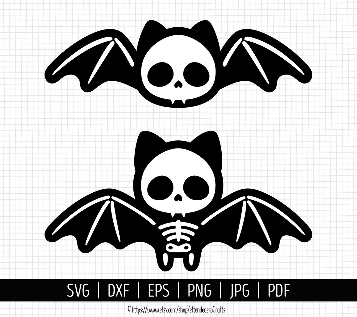 Bat Skeleton SVG. Kids Halloween Animal Skeleton Bundle Clipart. Baby ...