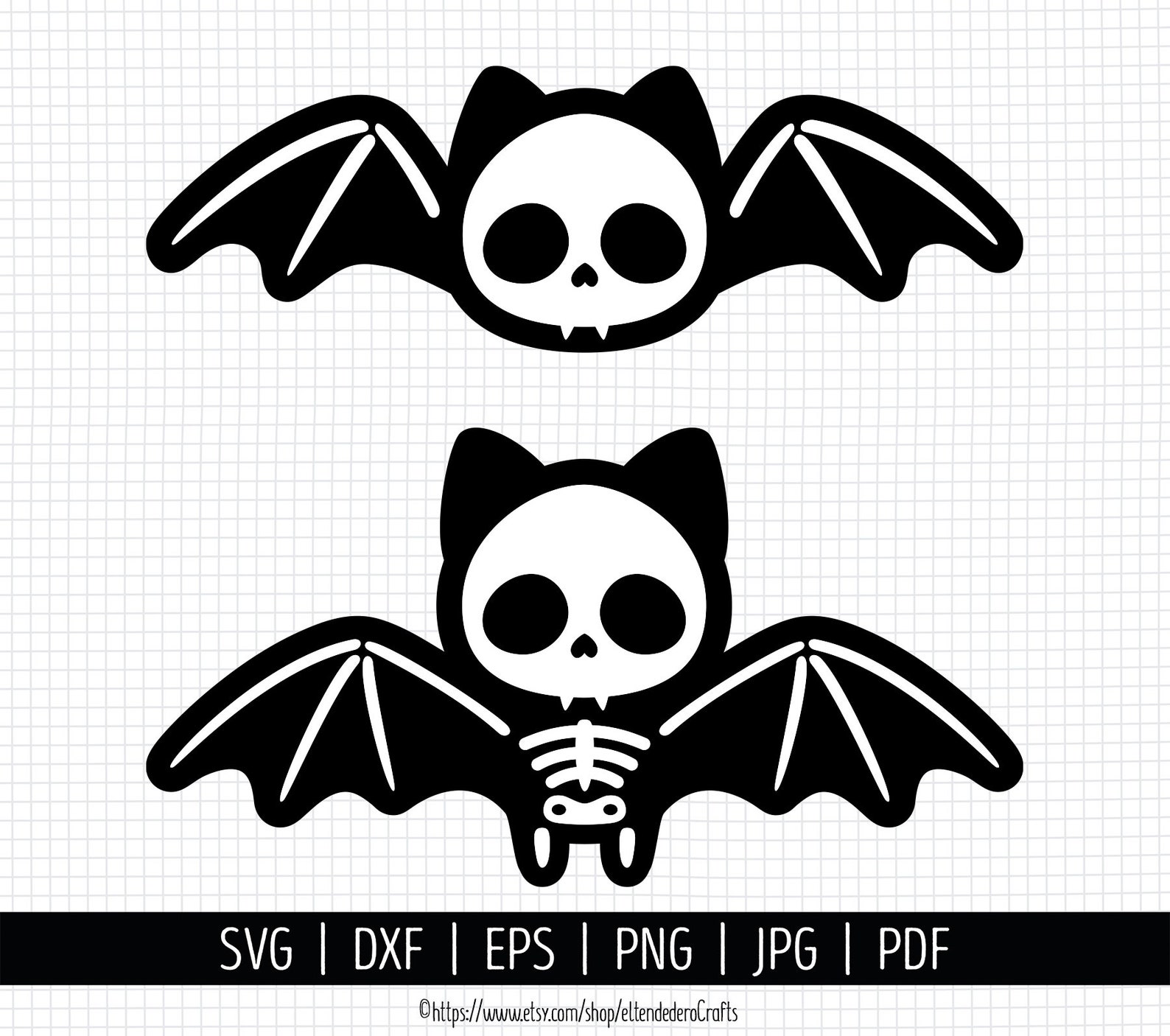 Bat Skeleton SVG. Kids Halloween Animal Skeleton Bundle Clipart. Baby ...