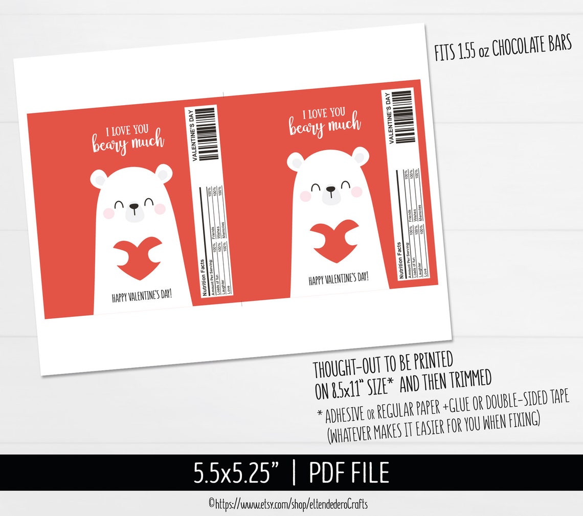 Kids Valentines Chocolate Bar Wrappers. Classroom Large Candy - Etsy