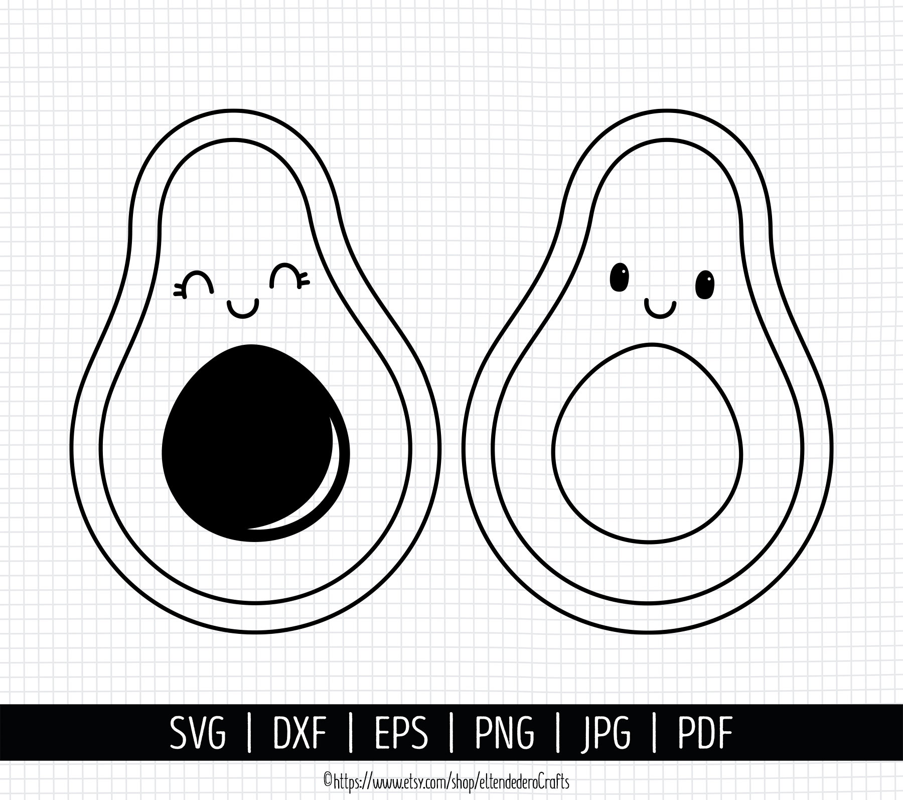 Avocado SVG. Avocado Girl and Boy Cut Files. Cute Kawaii Avocado PNG ...