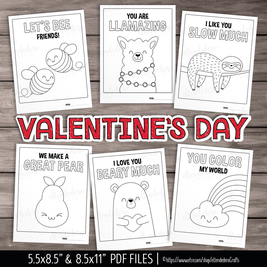 PRINTABLE Valentines Coloring Cards. Classroom Coloring Sheets. Kids ...
