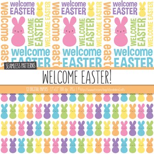 Easter Digital Paper Package. Kids Easter Seamless Patterns With Cute ...